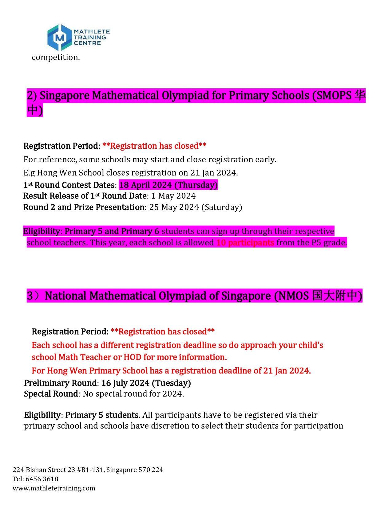 2024 Upper Primary (P4-P6) and Secondary (S1-JC 2) Math Olympiad ...